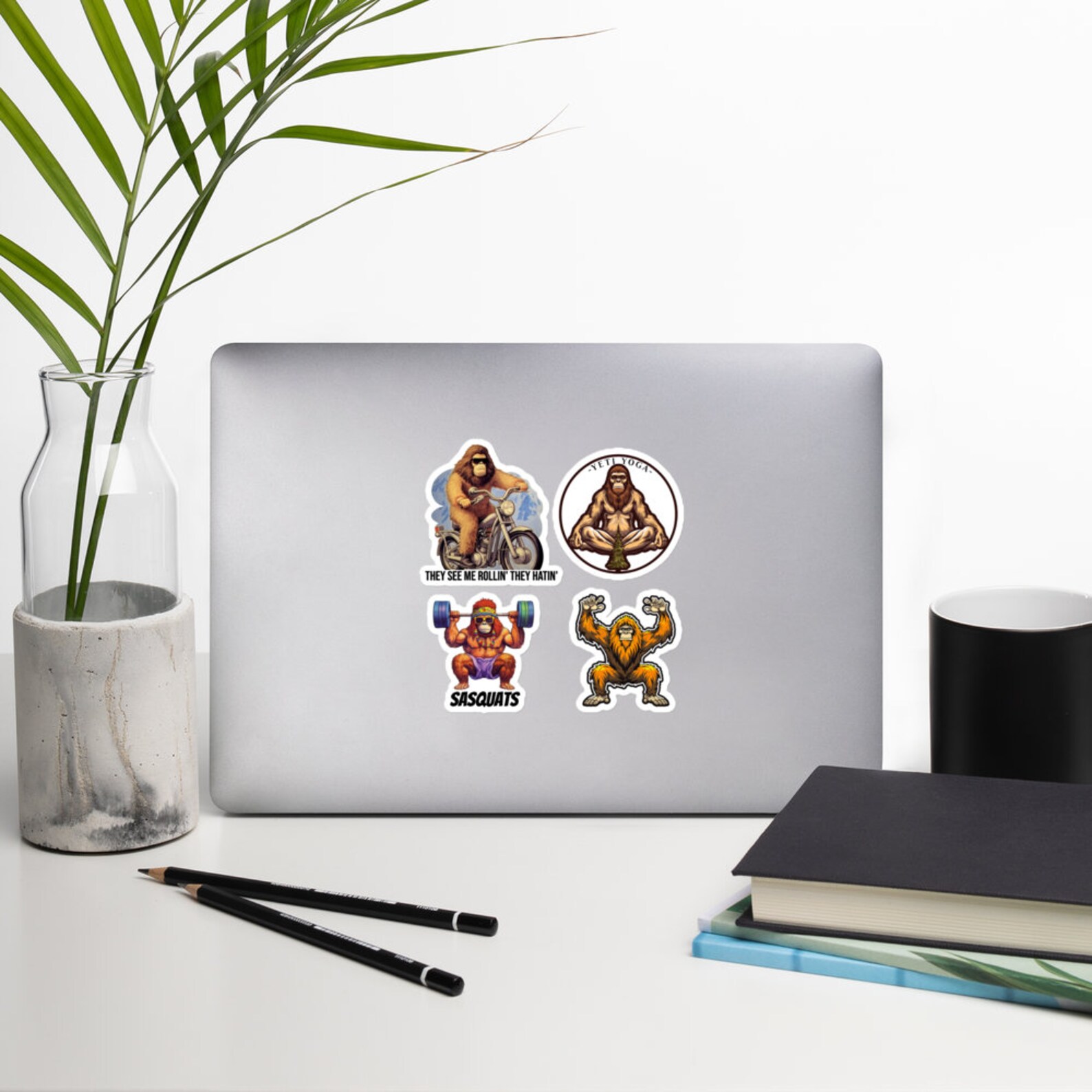 Bigfoot Gym Stickers Sasquatch Motorcycle Funny Sticker Yeti Laptop ...