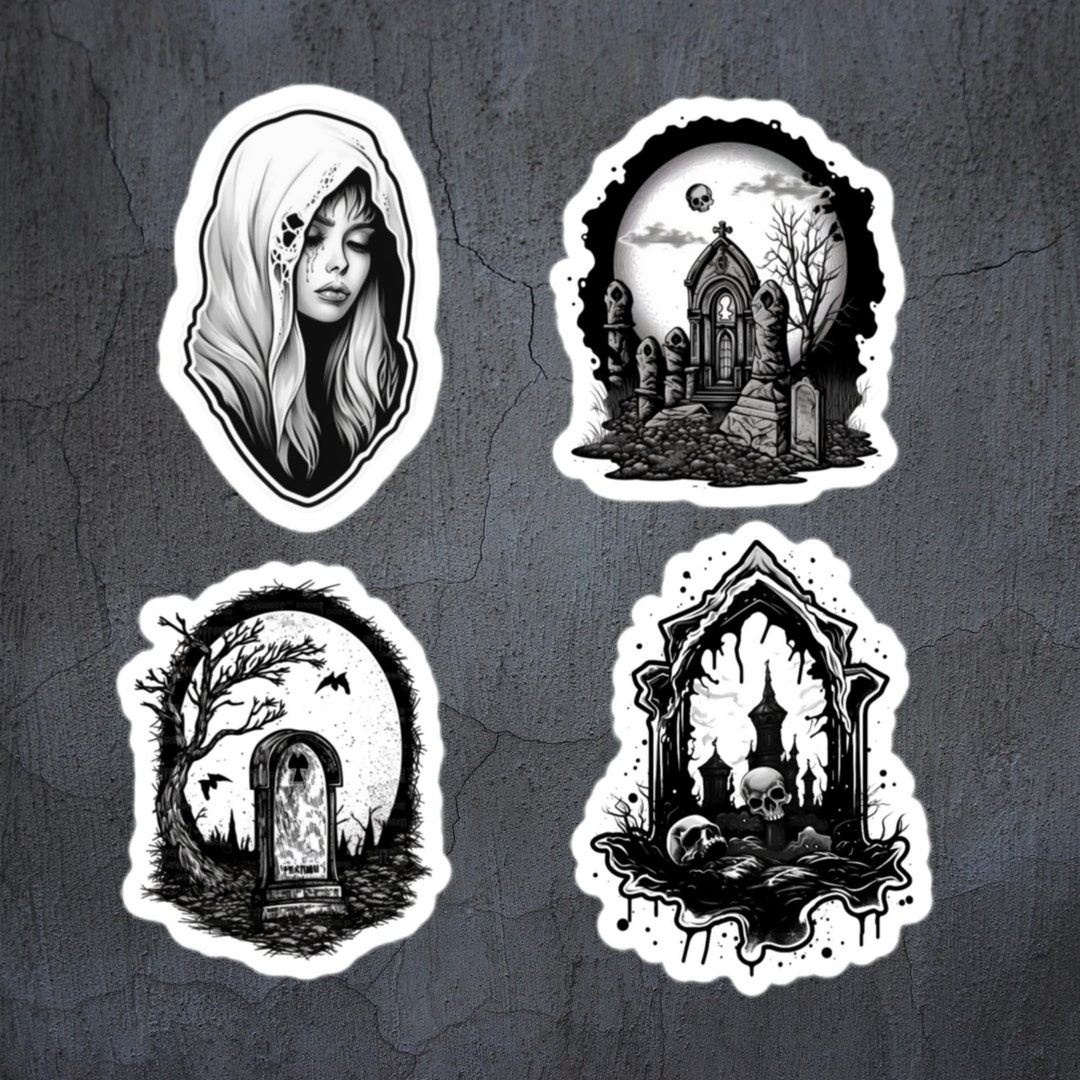 Tombstone Spooky Stickers Grave Cemetery Sticker Gravestones - Etsy