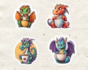 Black Dragon Chibi Kiss-cut Stickers Fantasy Stickers for - Etsy