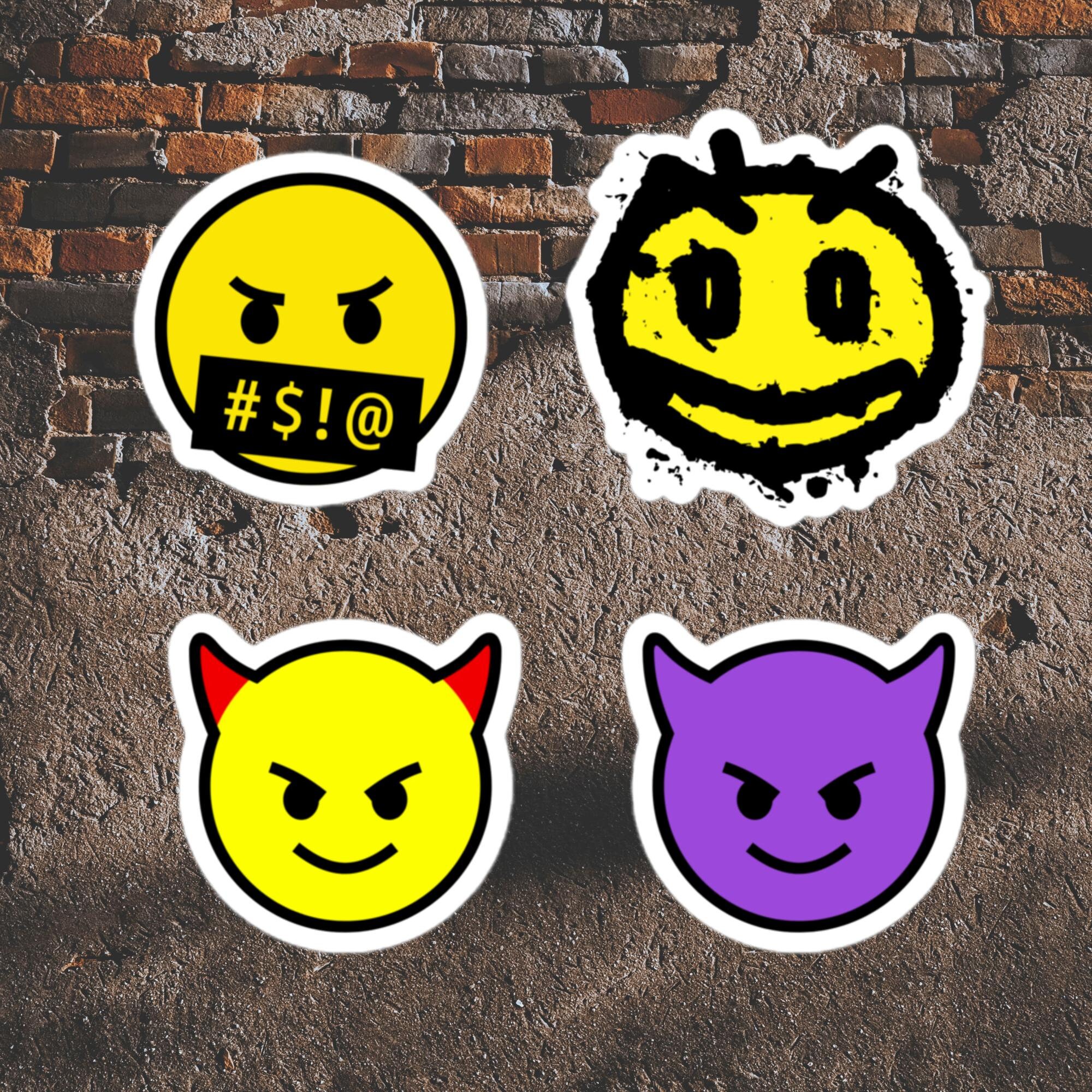 Evil Smiley Stickers Emoji Laptop Water Bottle Vinyl Decals - Etsy