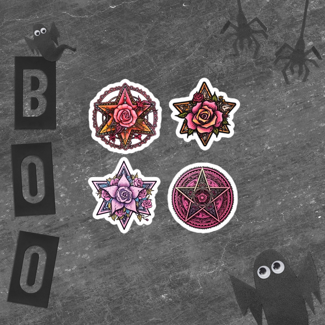 Wiccan Symbol Stickers Pentagram Witch Sticker Star Flower - Etsy