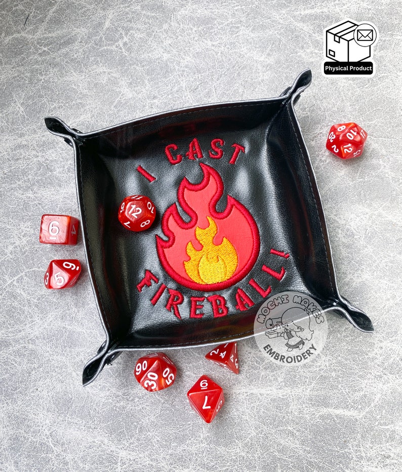 Fireball Magic DND Dungeons Dragons Embroidered Folding Dice Tray RPG ...