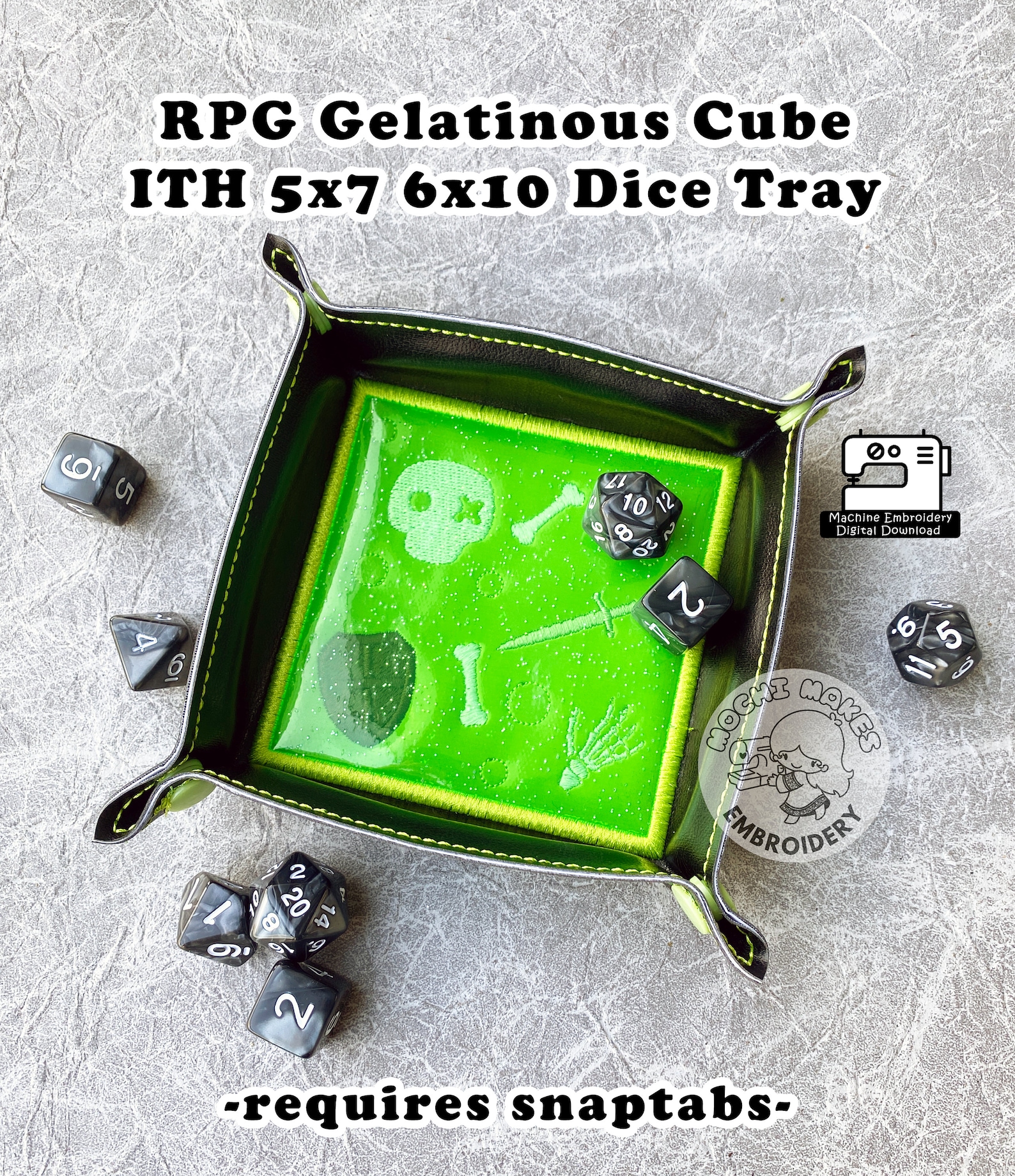 Gelatinous Cube DND Dungeons Dragons ITH Dice Tray in the Hoop Applique ...