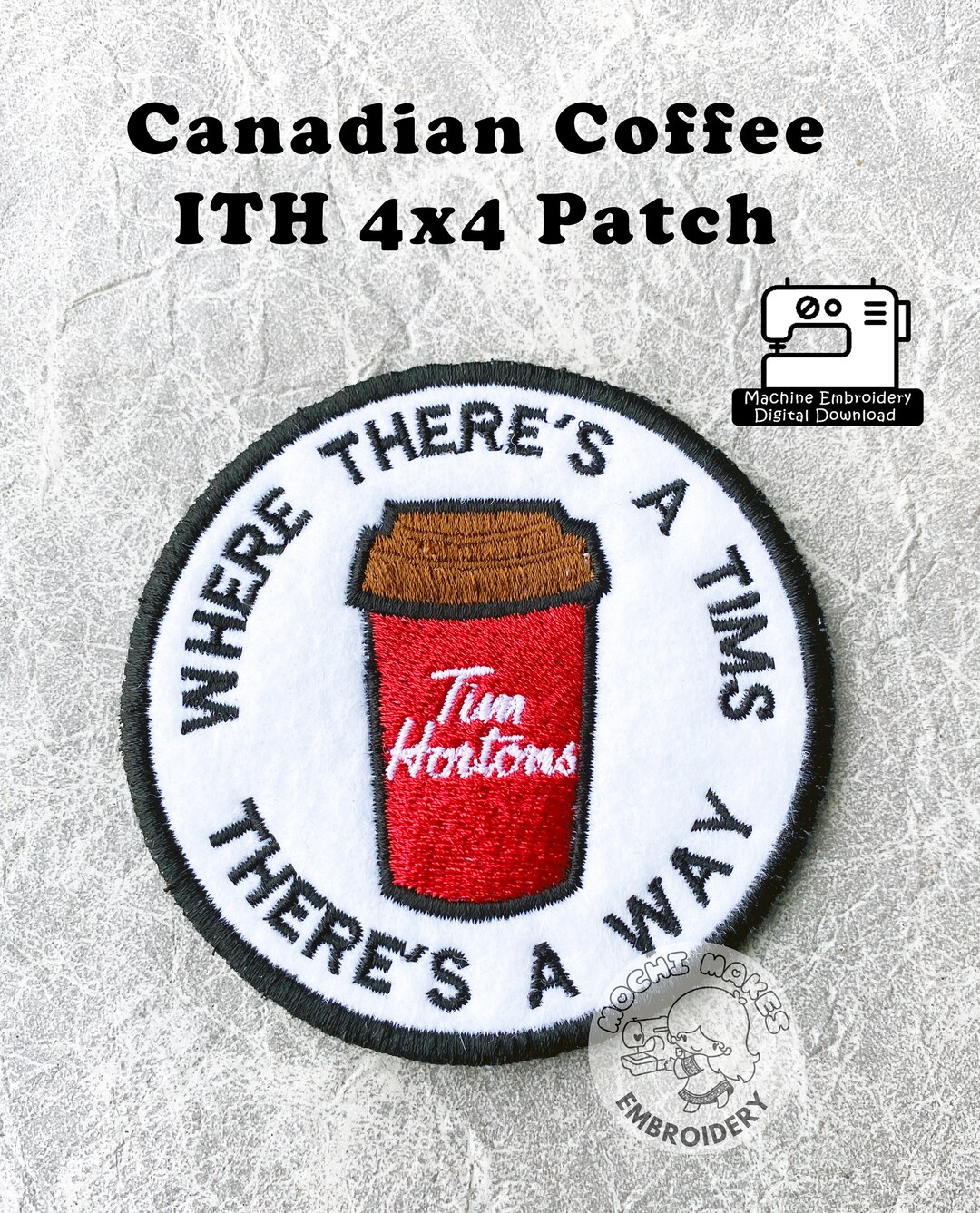 Canada Canadian Tim Hortons ITH Patch Machine Embroidery Pattern Coffee ...