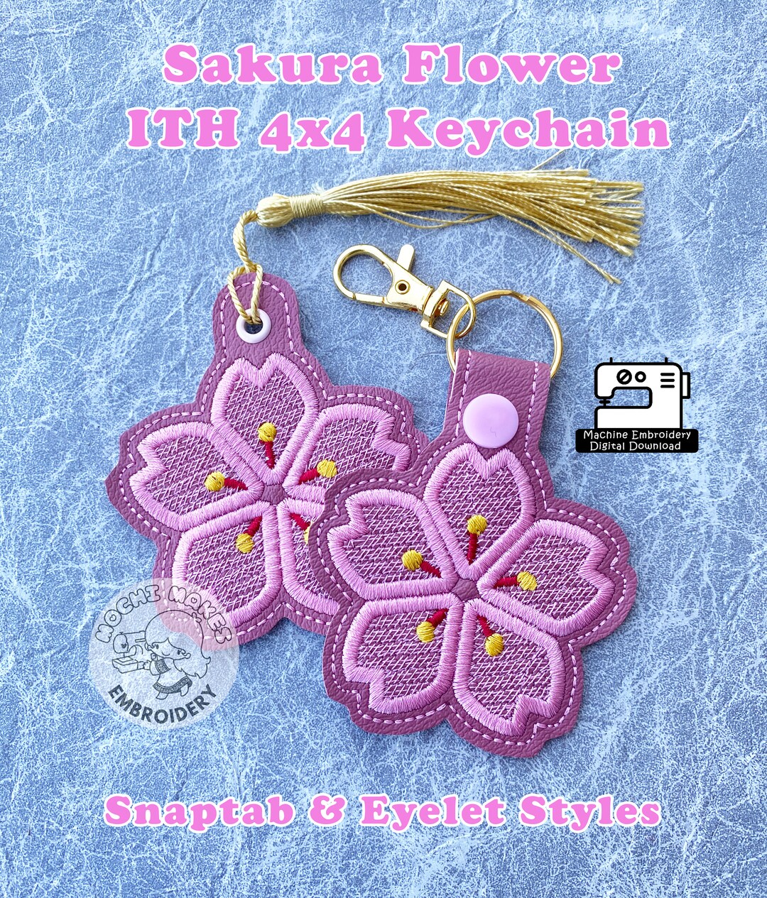 Sakura Flower Japan Japanese Cherry Blossom ITH in the Hoop Keychain ...