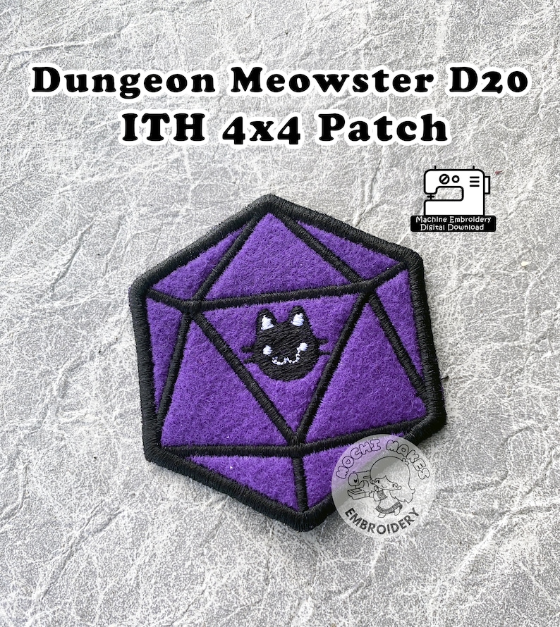 Dungeon Meowster ITH in the Hoop Patch 4x4 Machine Embroidery Pattern ...