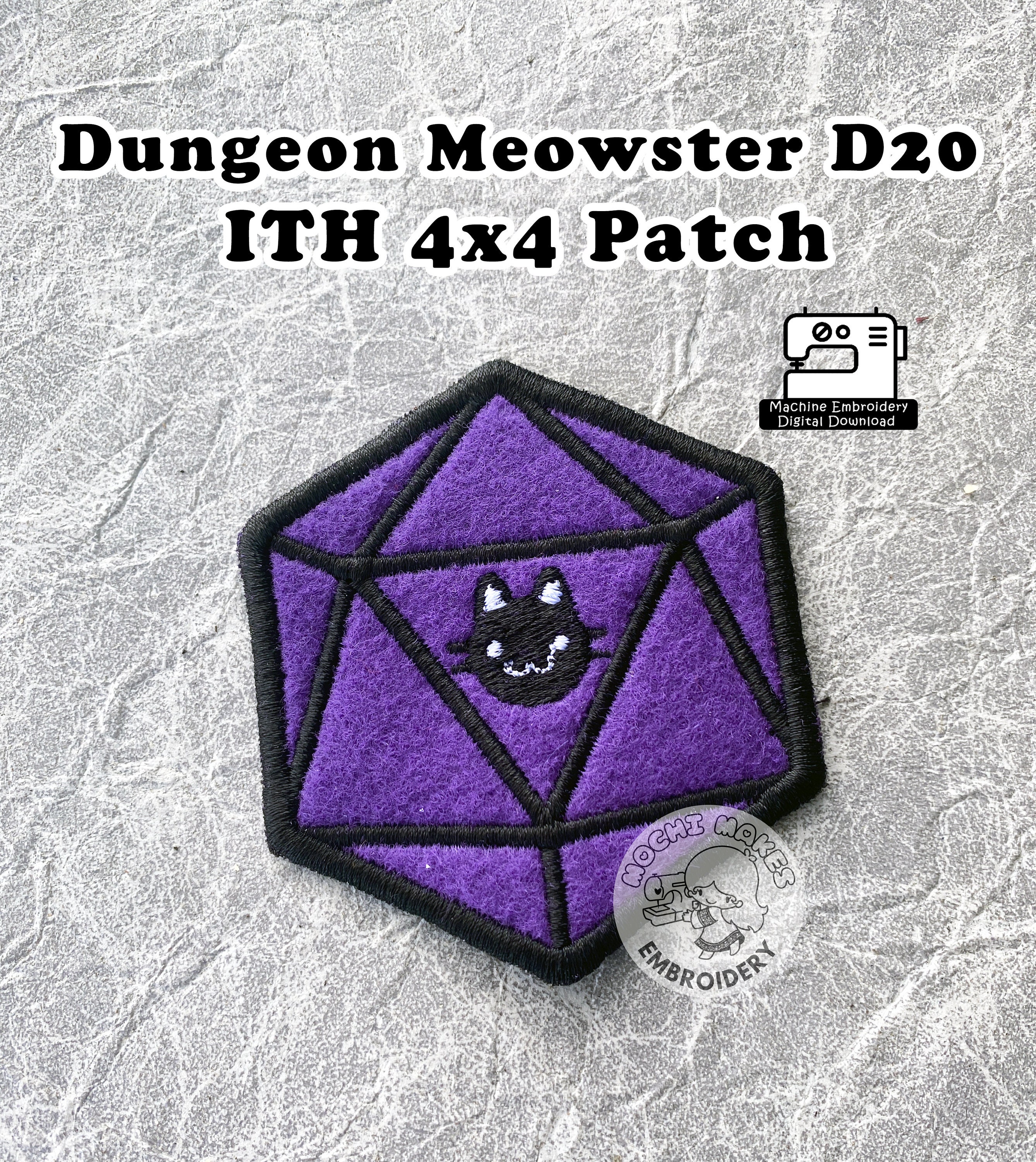 Dungeon Meowster ITH in the Hoop Patch 4x4 Machine Embroidery Pattern ...