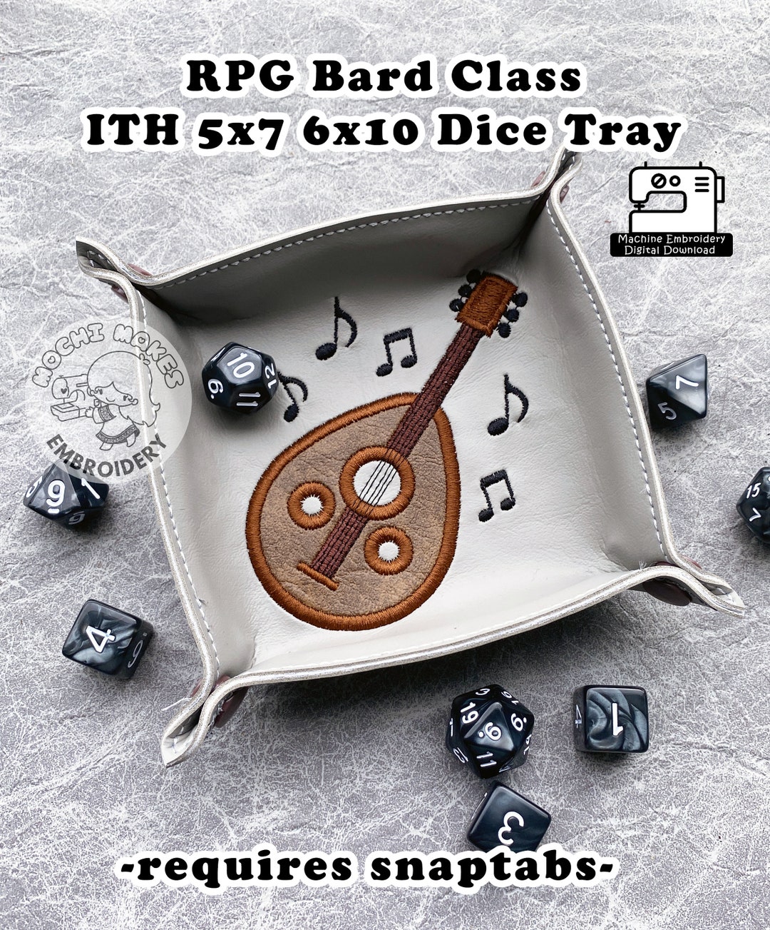 Bard Dungeons Dragons Musician Music ITH in the Hoop Embroidery Pattern ...