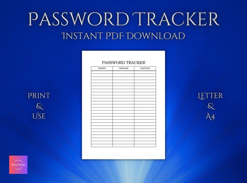 Password Tracker Template - Printable - Etsy