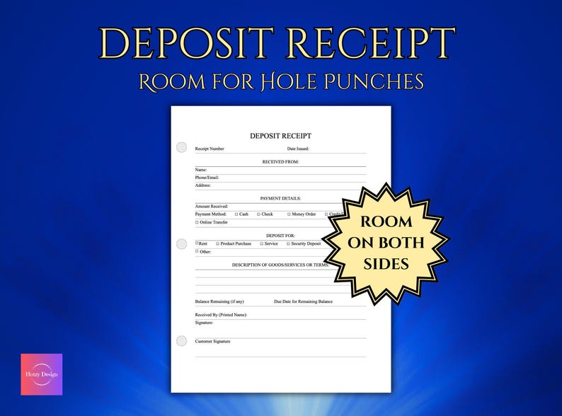 Deposit Receipt Template | Security Deposit | Universal Design ...