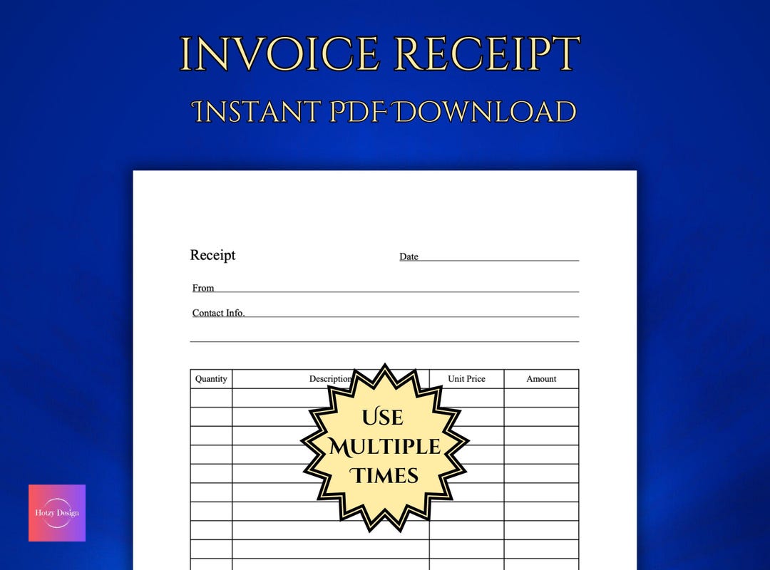 Invoice Receipt / Proof of Puchase Template -universal Design ...