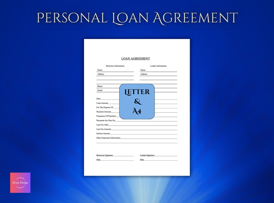 Loan Agreement Template With Included Payment Register Log - Printable ...