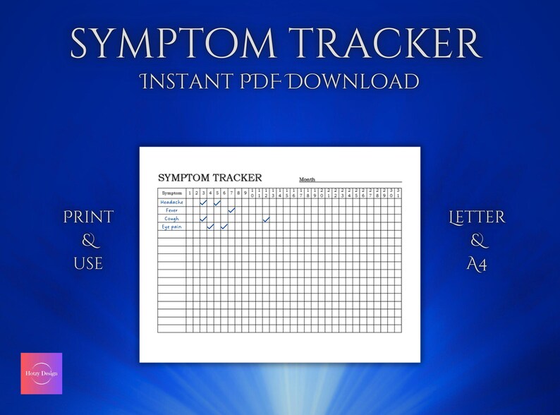 Symptom Tracker, Monthly Log - Printable - Etsy