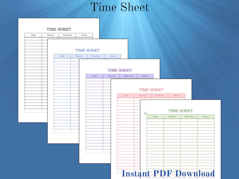Time Sheet Template Page Printable - Etsy
