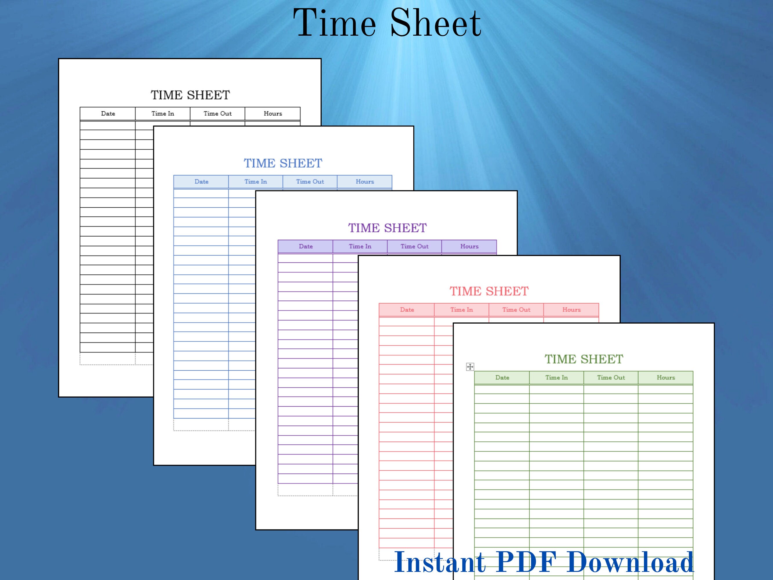 Time Sheet Template Page Printable - Etsy