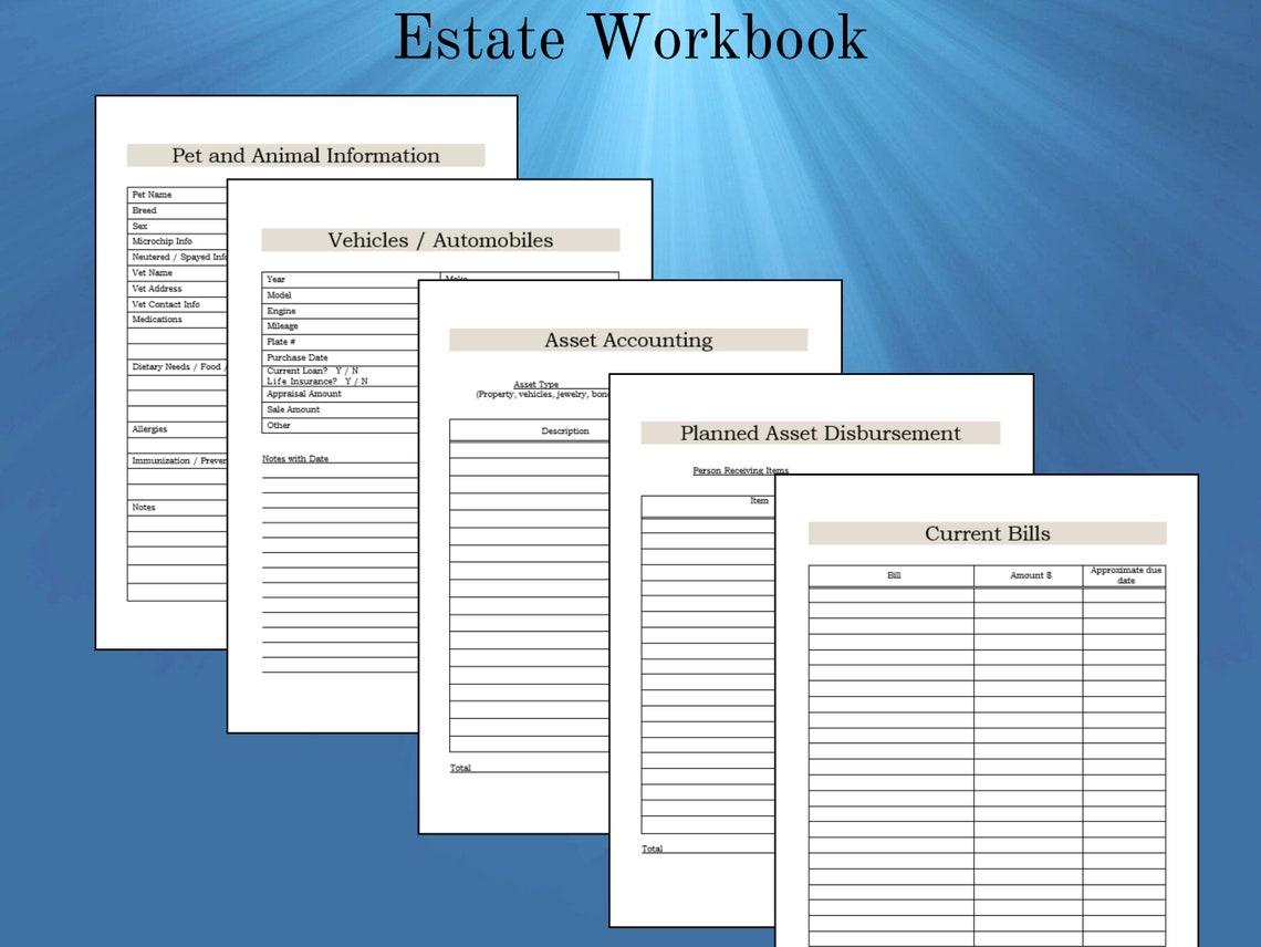 Estate Worksheets Bundle Printable - Etsy
