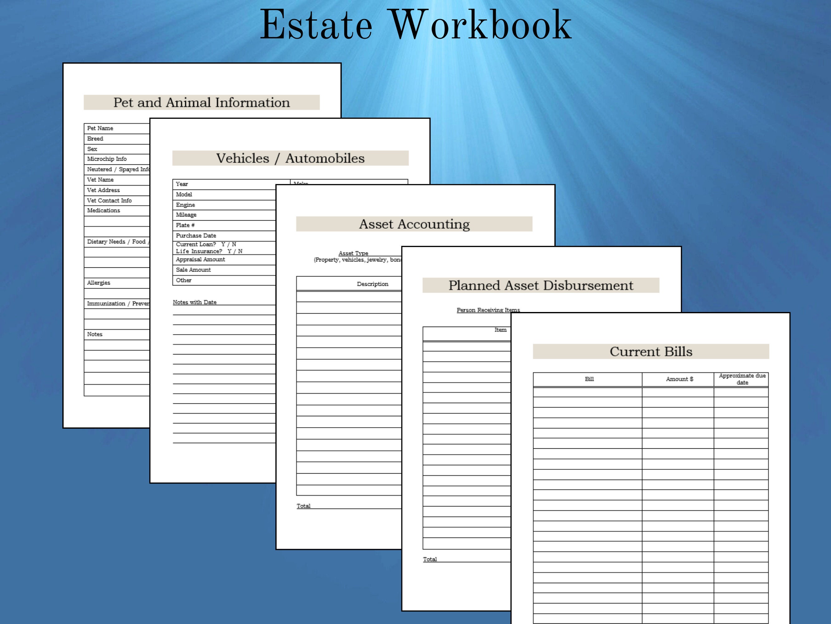 Estate Worksheets Bundle Printable - Etsy