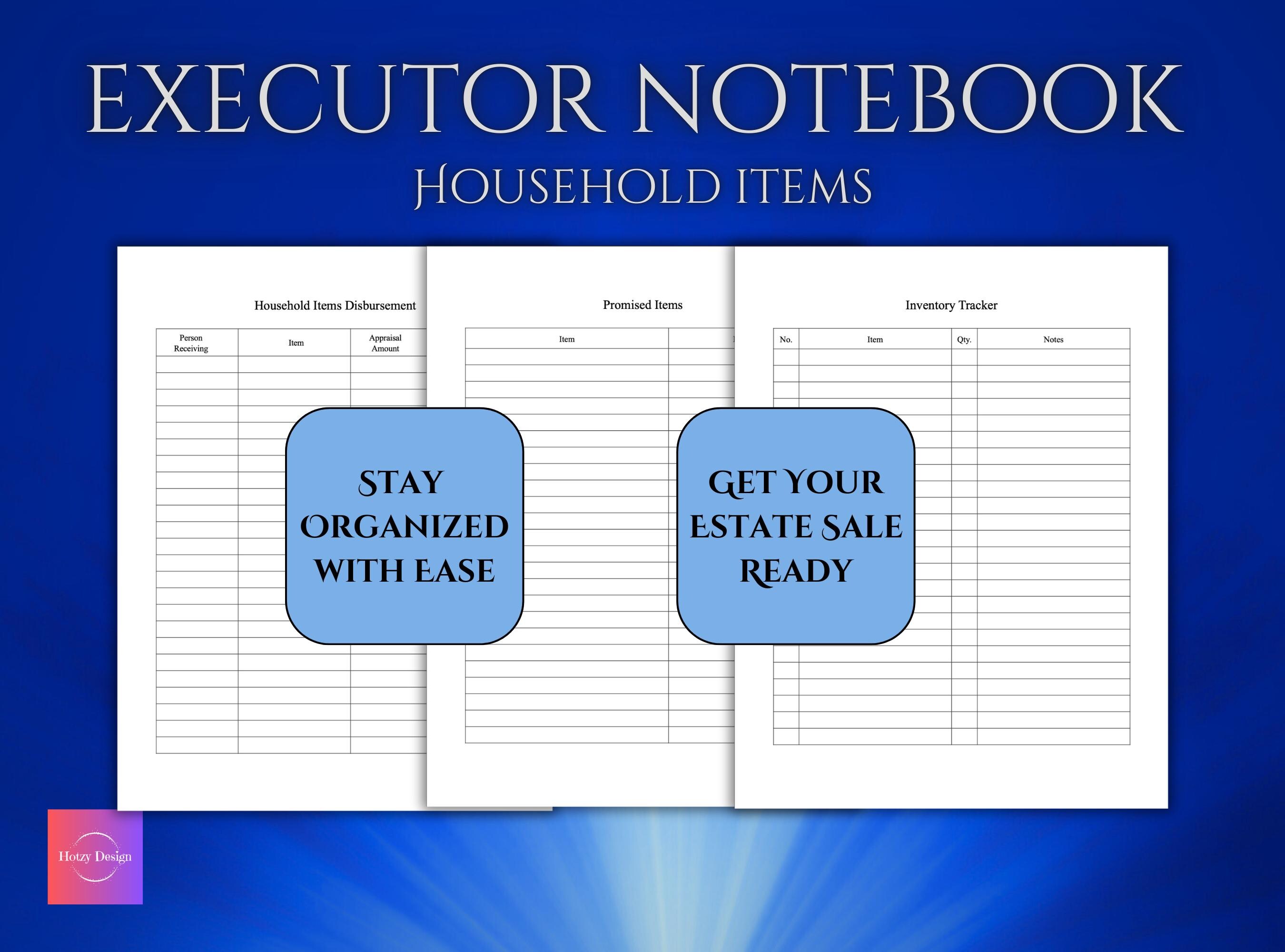 Executor Notebook: Estate Administration, Bills, Assets (printable PDF ...