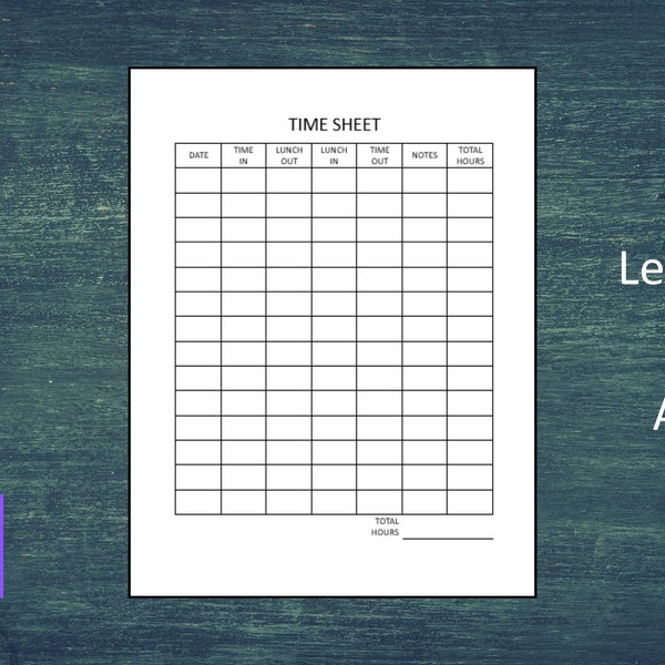 Time Sheet With Lunch - Etsy