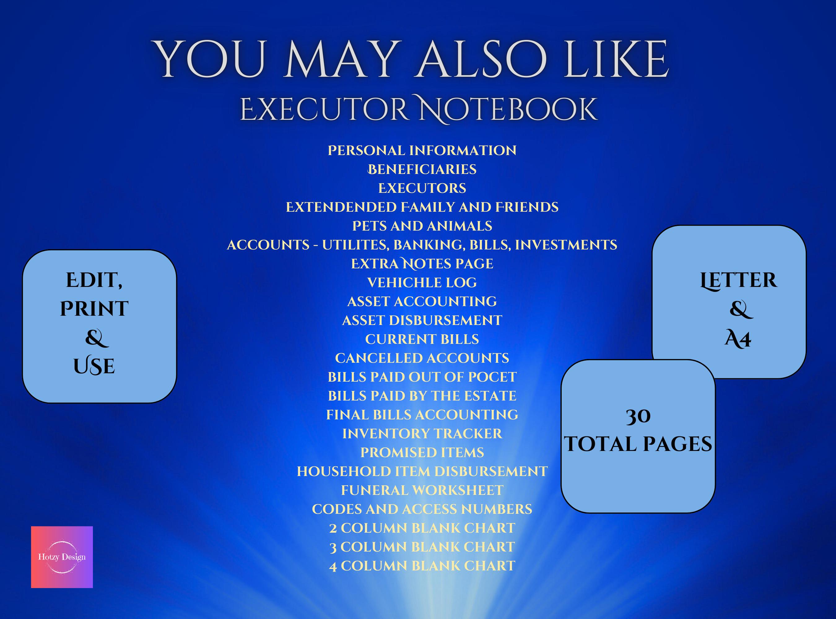 Executor Checklist of Duties and Responsibilities - Printable PDF - Letter and A4 - Etsy