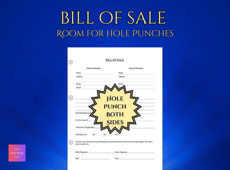 Bill of Sale/proof of Purchase Template for General Items, Motor ...