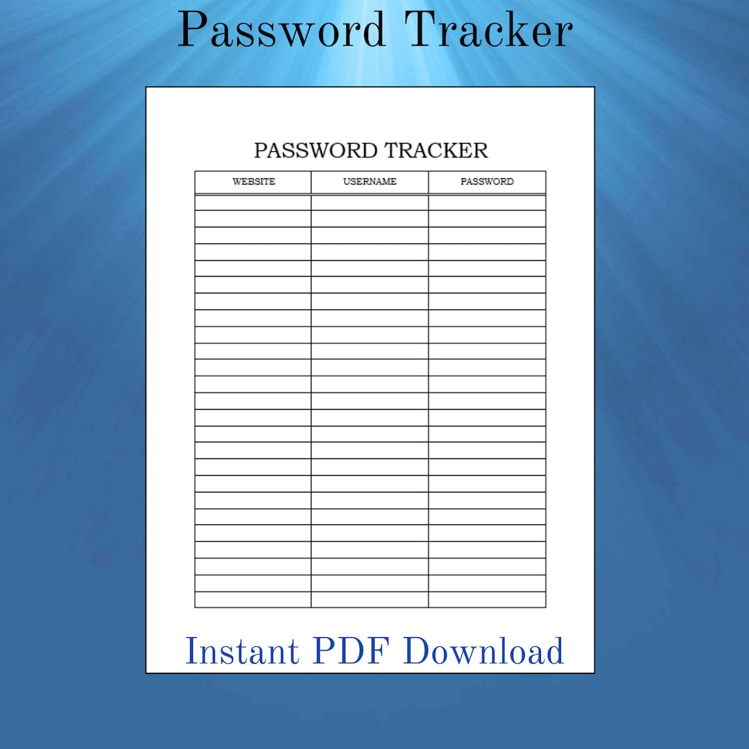 Password Tracker Template Printable - Etsy