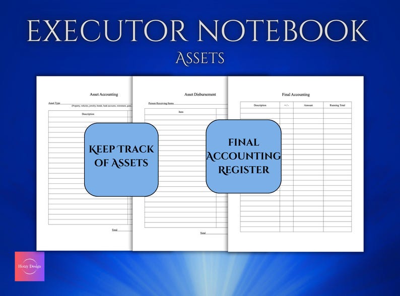 Executor Notebook: Estate Administration, Bills, Assets (printable PDF) - Etsy