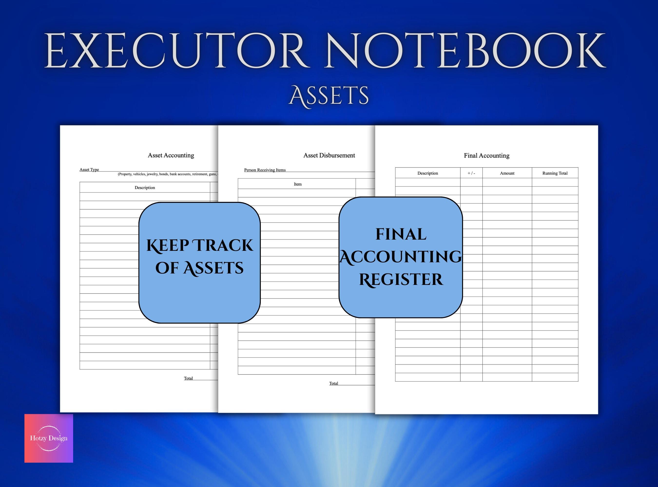 Executor Notebook: Estate Administration, Bills, Assets (printable PDF ...