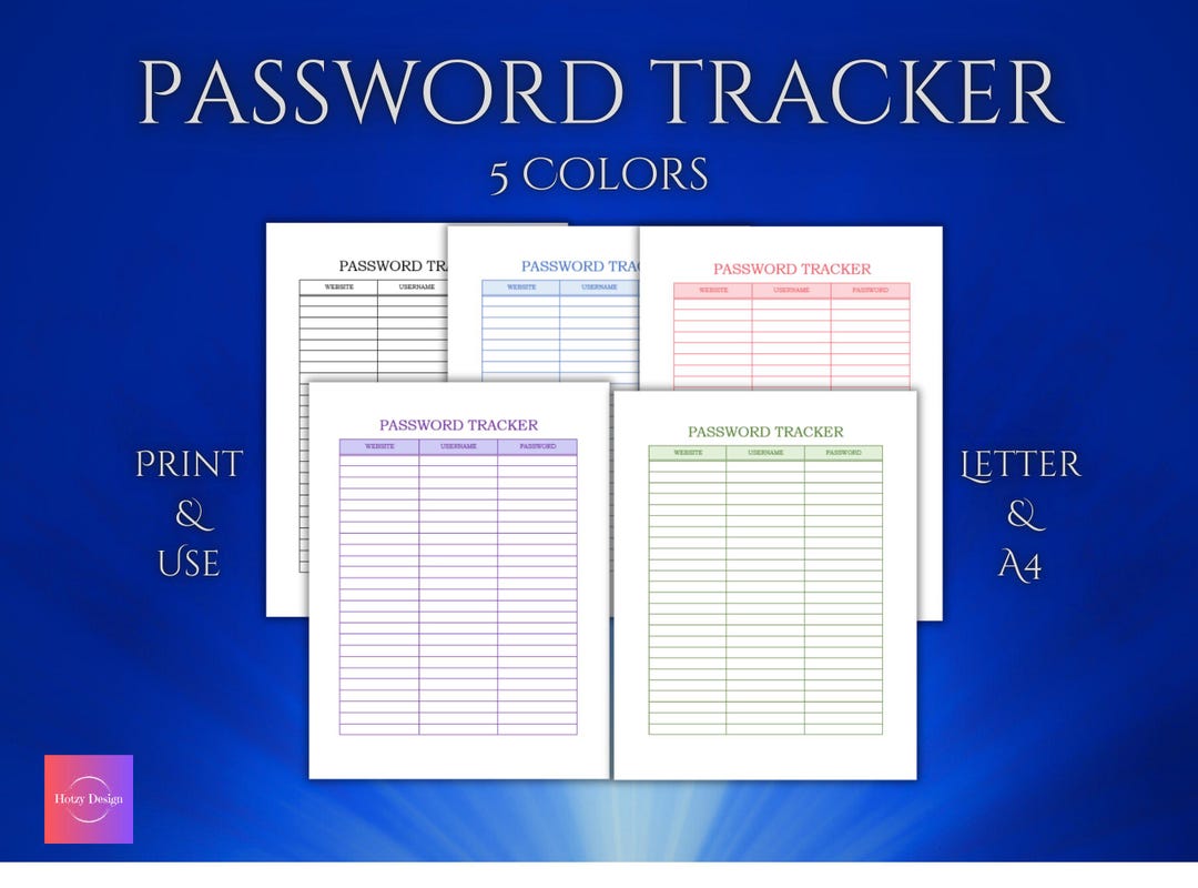 Password Tracker Template - Printable - Etsy