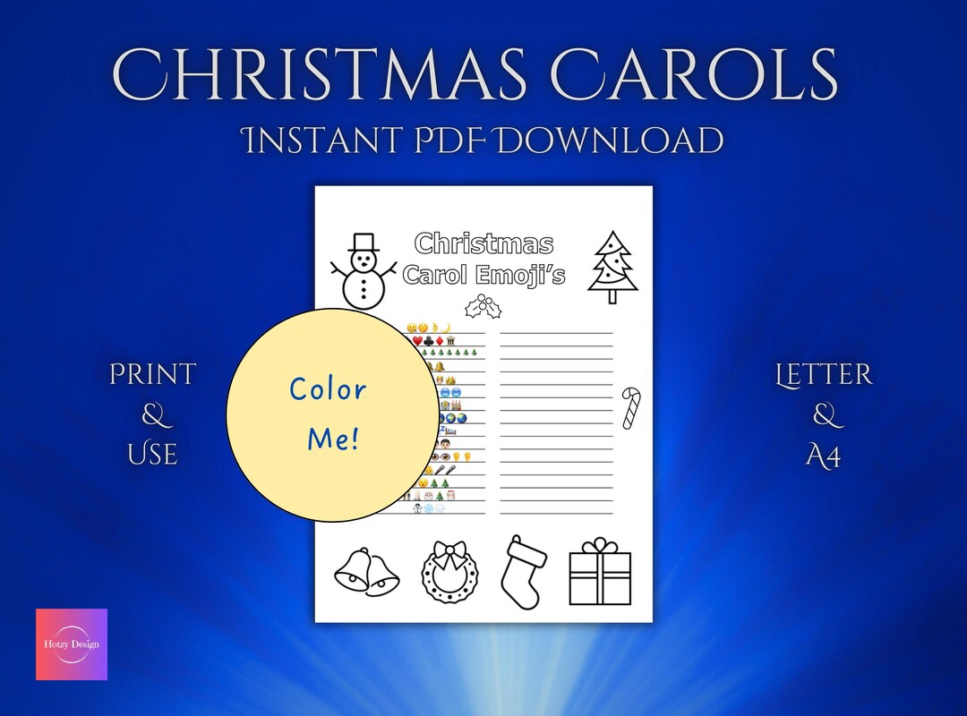 Christmas Carols Emoji Game Printable Letter and A4 Size - Etsy
