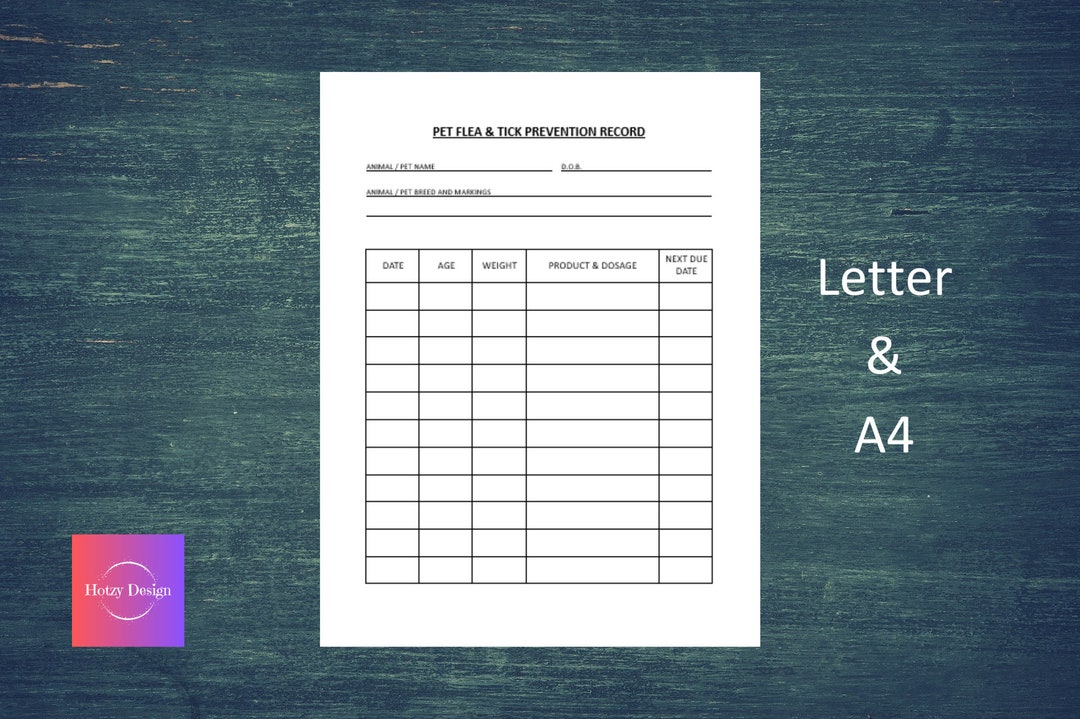 Pet Flea & Tick Prevention Chart Printable - Etsy