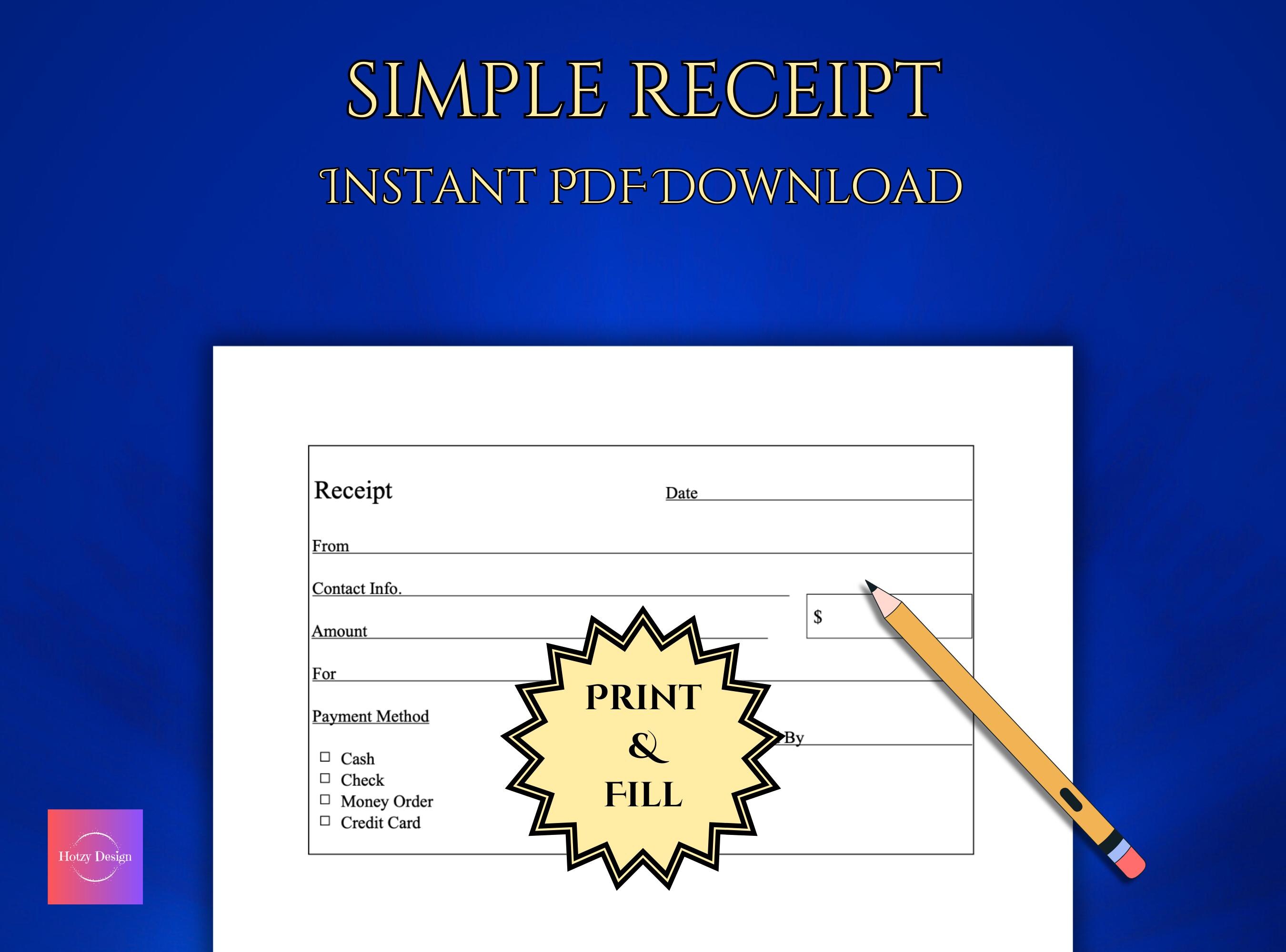 Simple Receipt - Printable - Etsy