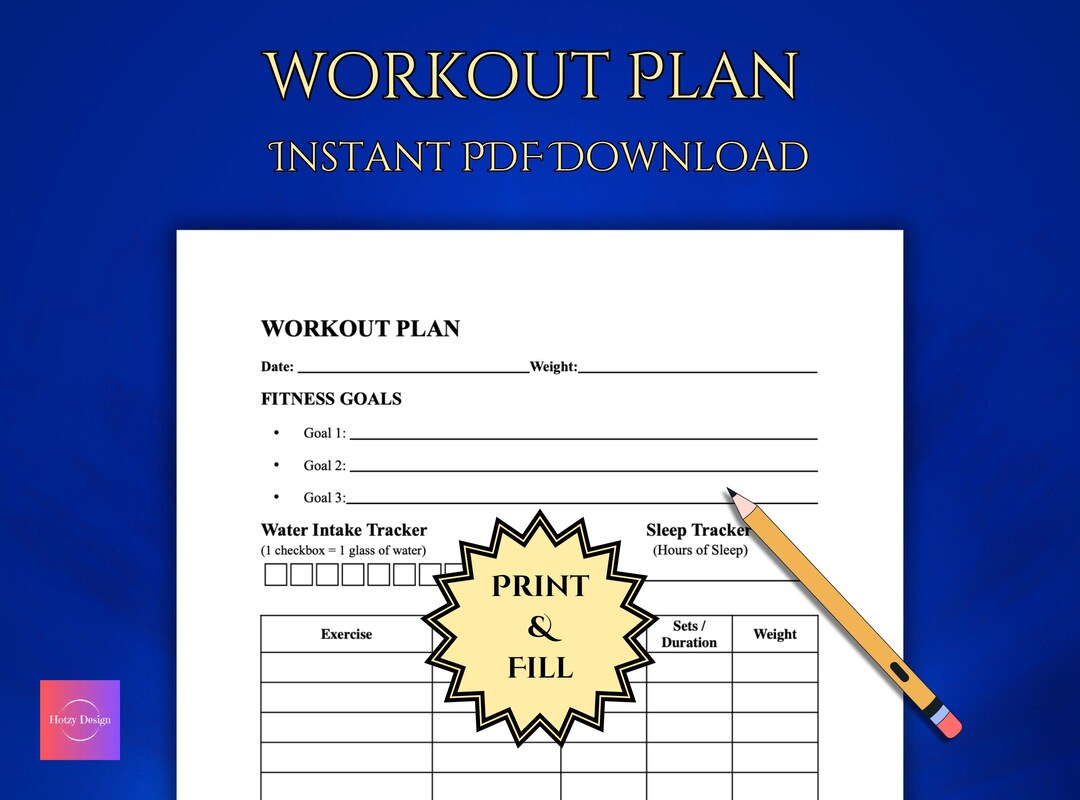Printable Workout Plan PDF | Fitness Tracker | Exercise Planner Sheet ...