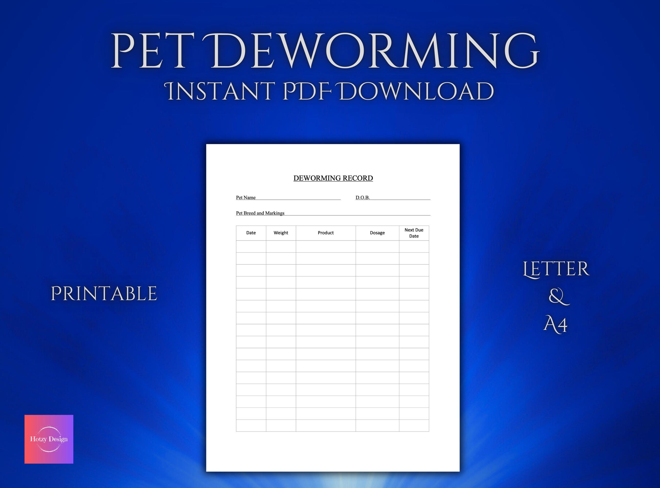 Pet Deworming & Prevention Chart - Printable - Etsy