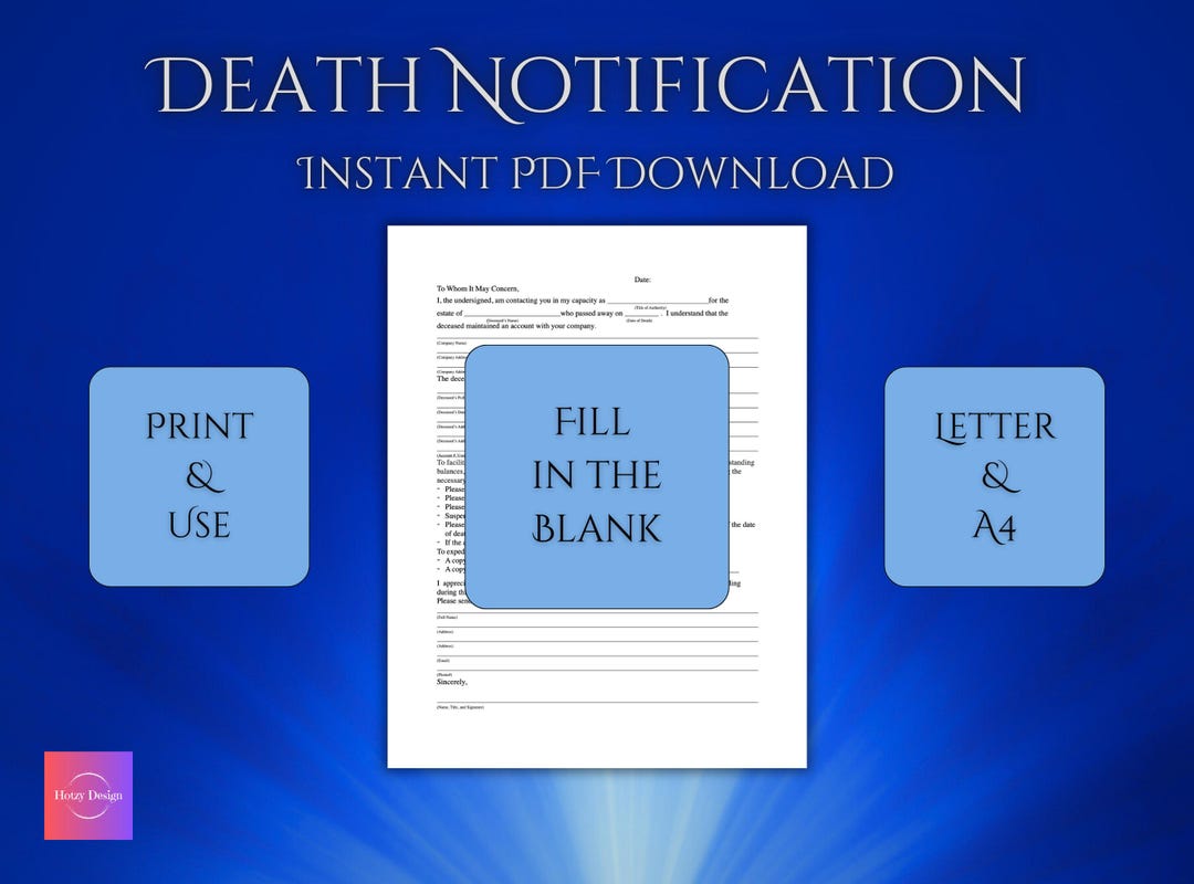 Executor Notification of Death Letter - Help With Contacting Companies ...