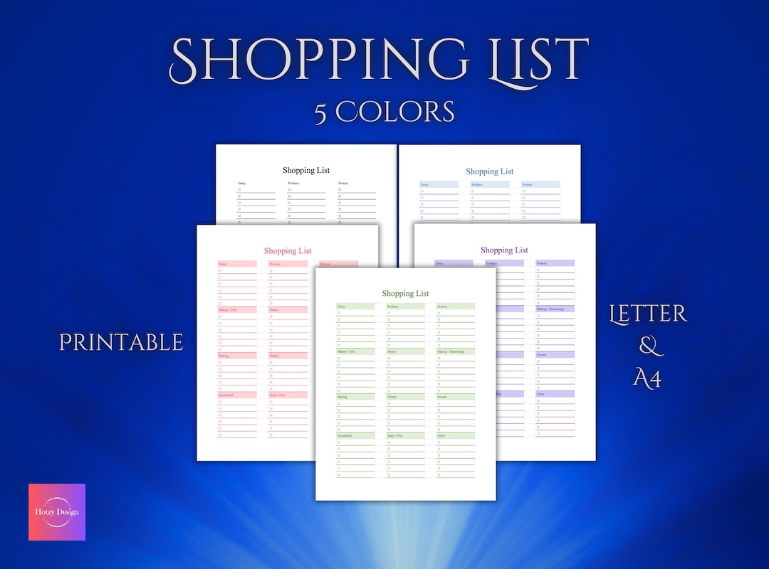 Grocery Shopping List With Category Sections - Blank Template ...