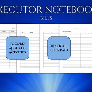 Executor Notebook: Estate Administration, Bills, Assets (printable PDF ...