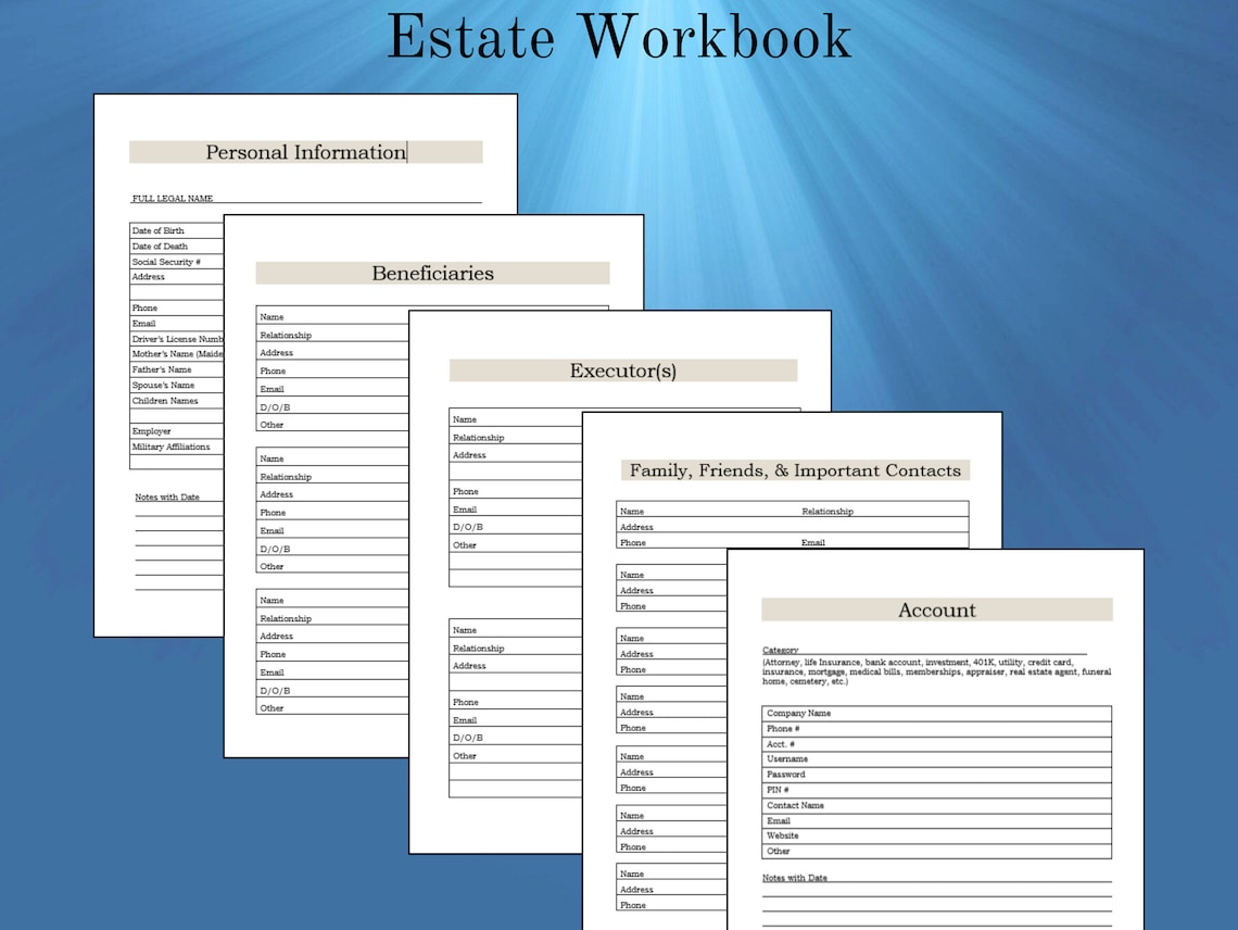 Estate Worksheets Bundle Printable - Etsy