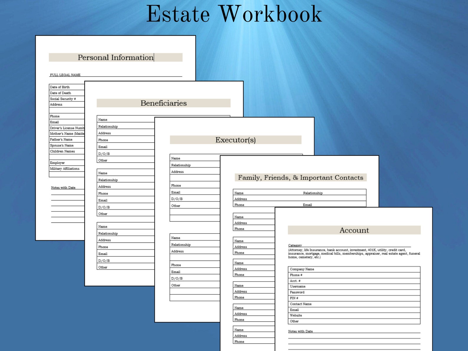 Estate Worksheets Bundle Printable - Etsy