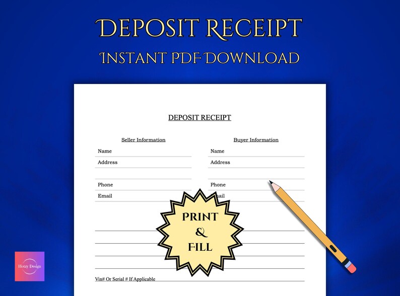 Deposit Receipt Template | Security Deposit | Universal Design ...