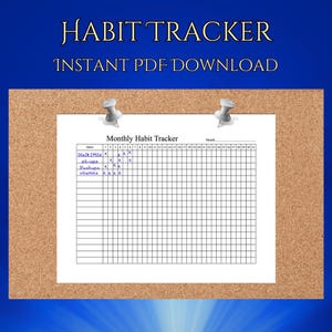 Monthly Habit Tracker: Printable Chart, A4 & Letter Size (digital ...