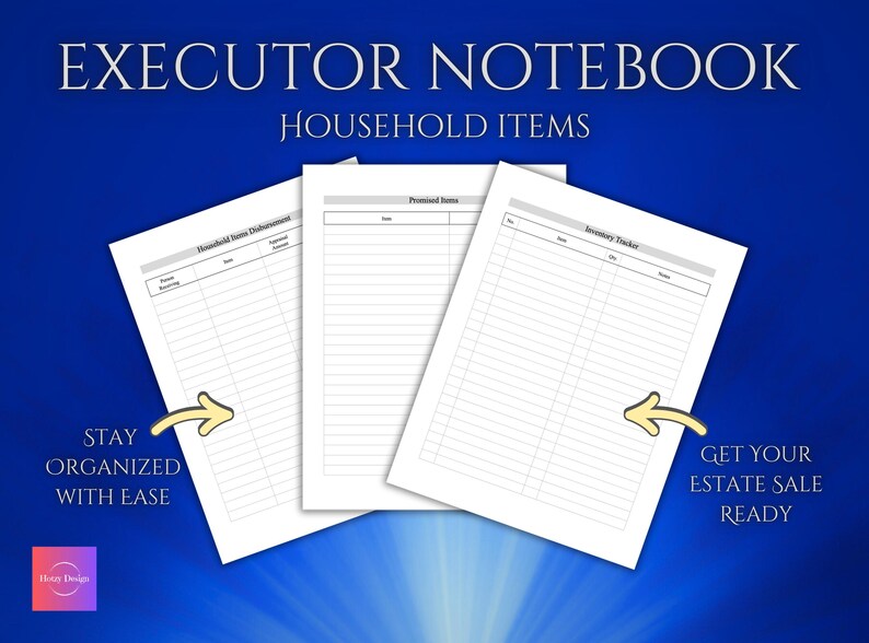 Executor Notebook Worksheets for Bills, Assets, Financial, Personal ...
