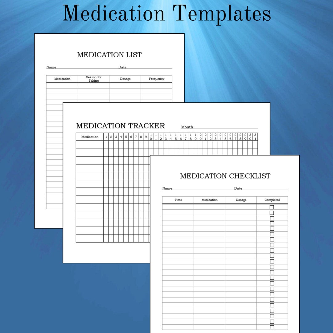 Medication Templates: Inventory, Checklist, Monthly Tracker - Etsy