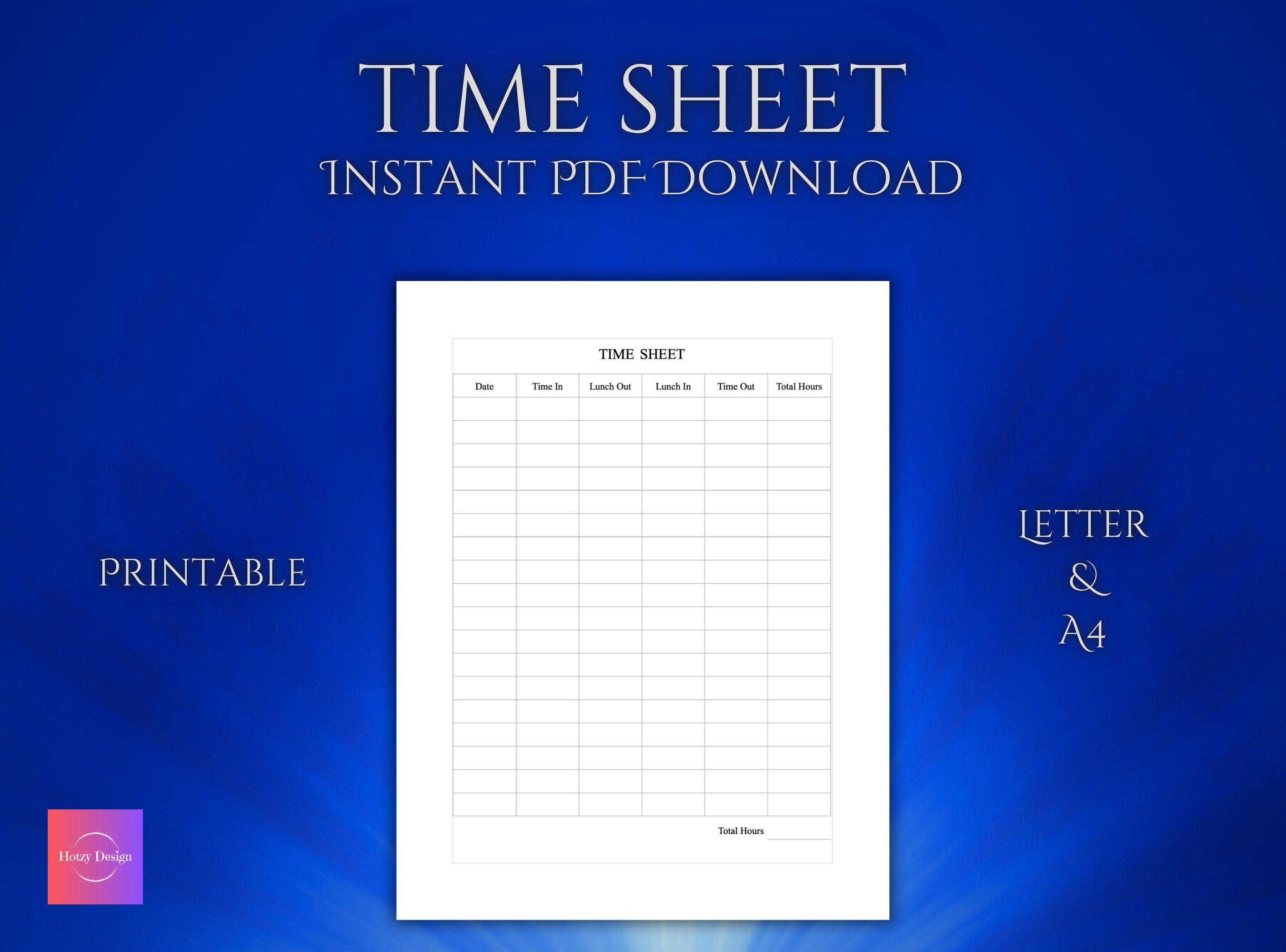 Time Sheet Template Page - Printable - Etsy