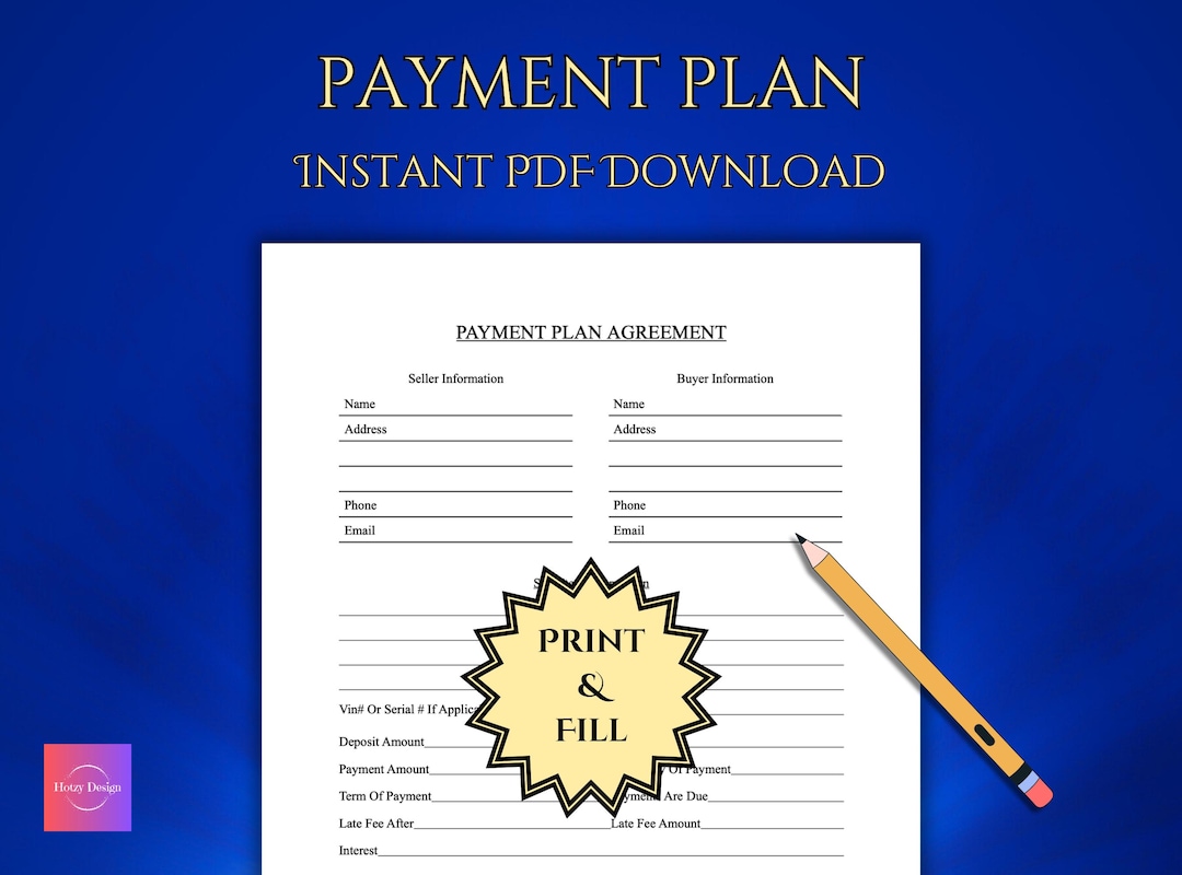 Payment Plan / Loan Agreement Template With Included Payment Register ...