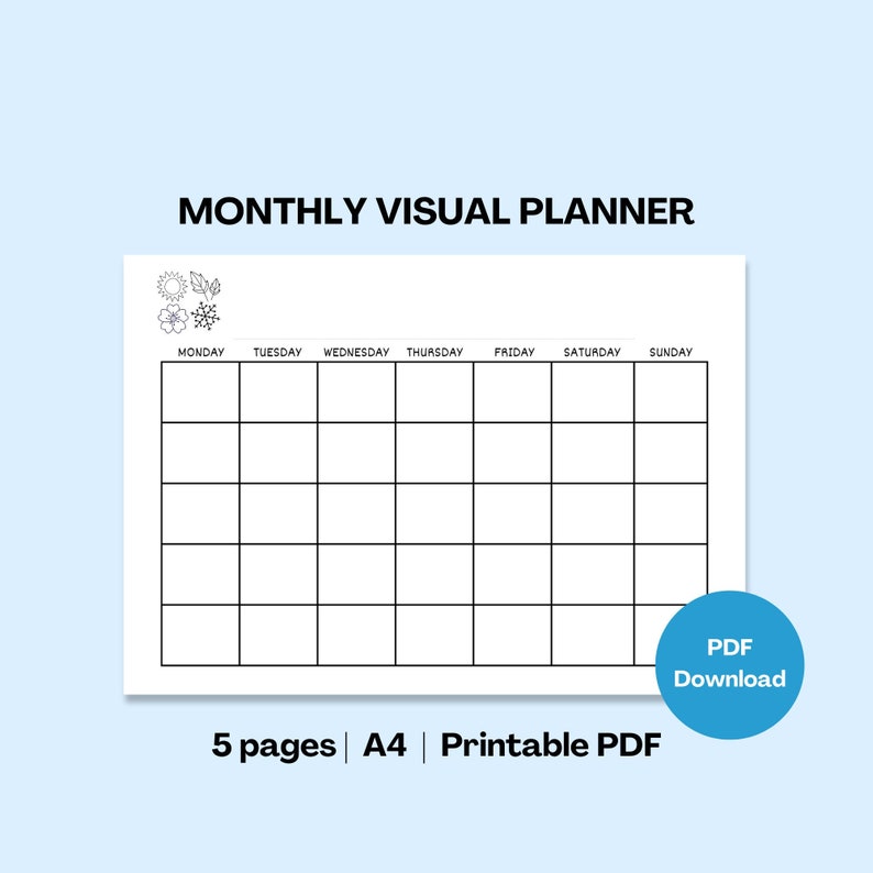 Monthly Visual Planner, Visual Communication, Visual Schedule, Autism ...