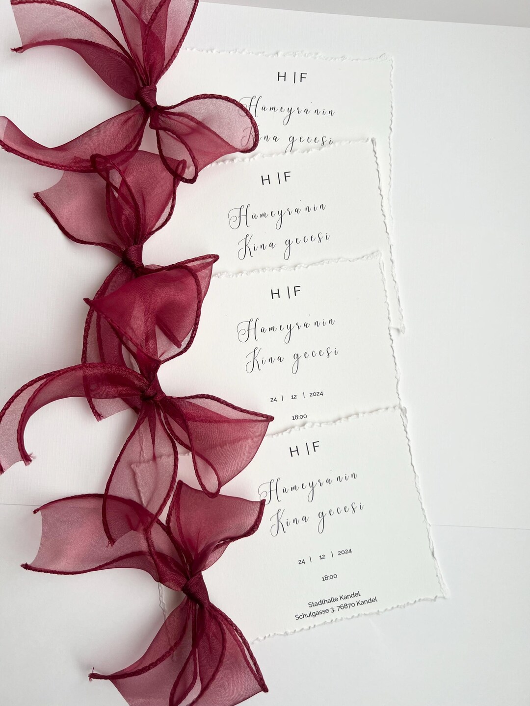 Henna Invitation Card With Bow / Kına Davetiyesi - Etsy