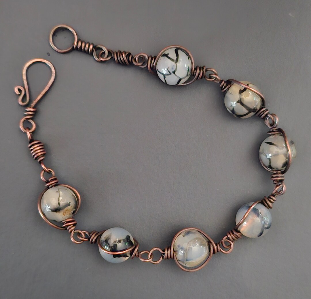 Dyed Agate and Copper Bracelet - Etsy