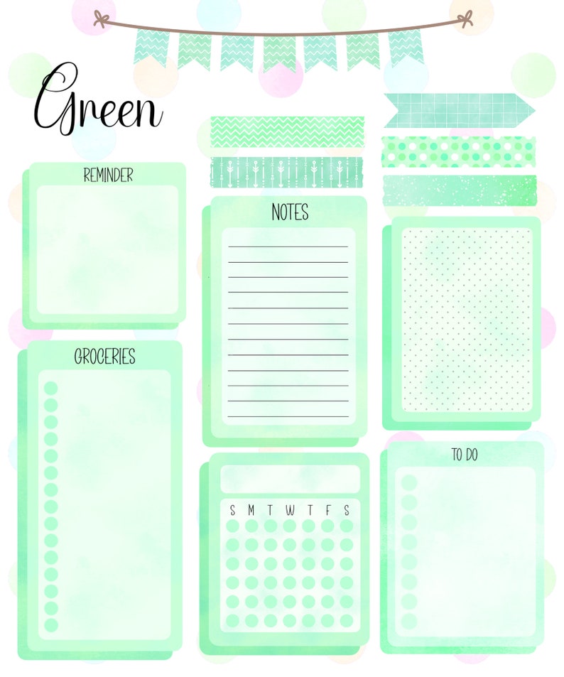 Basic Multicolor Digital Planner Stickers 72 Individual PNG Files Pre ...