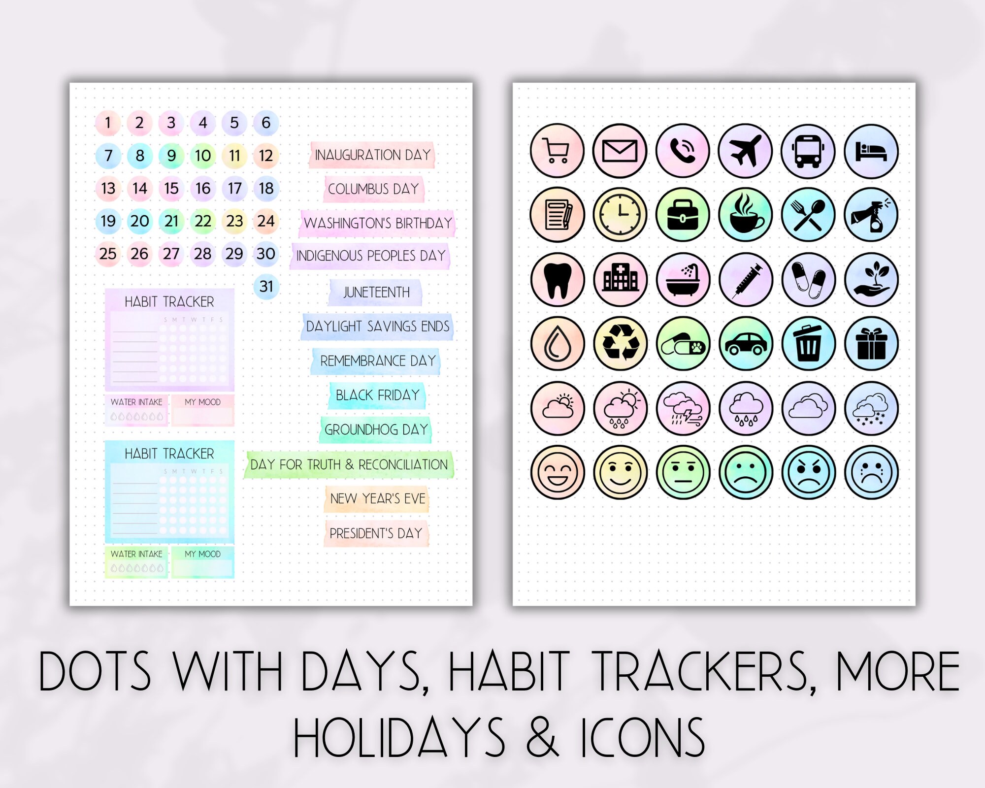 Pastel Watercolor Digital Planner Stickers FREE Stickers 321 Individual ...